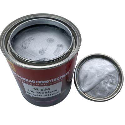 China M136 1K Medium Bright Silver Auto Paint Metallic Silver Car Paint Smooth Finish for sale
