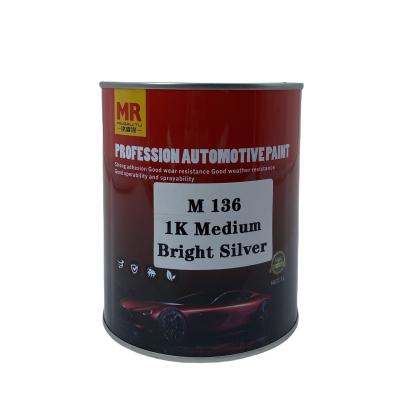 China M136 1K Medium Bright Silver Auto Paint Metallic Silver Car Paint Smooth Finish for sale