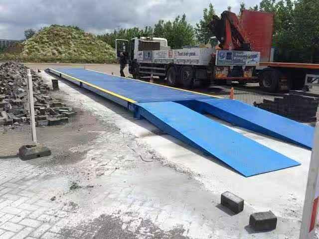 The blue color truck weighbridge is finished and ready to be used on site.