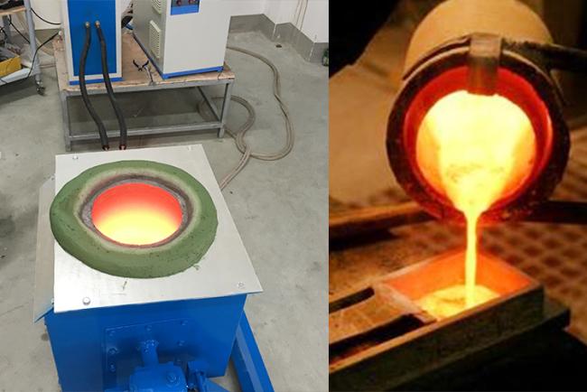 Electric Motor Tilting Induction Oven 110kw Medium Frequency Induction Melting 150kg Copper Brass