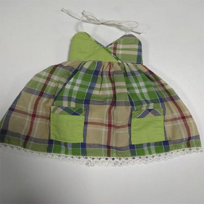 China Frida green suspender plaid dress for 18 inch vinyl doll clothes for sale