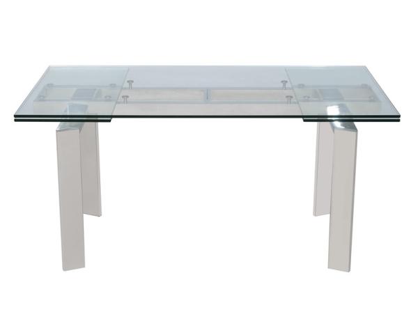 Quality 200cm Length Extendable Glass Dining Table Fire Resistant With Steel Base for sale