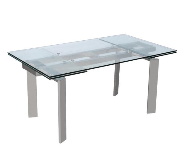 Quality 200cm Length Extendable Glass Dining Table Fire Resistant With Steel Base for sale