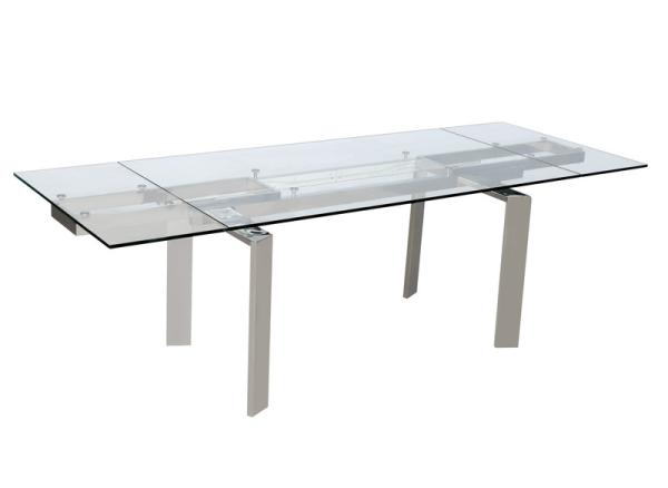Quality 200cm Length Extendable Glass Dining Table Fire Resistant With Steel Base for sale