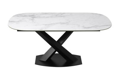1700*900mm Mesa de comedor cerámica terminada con base de metal negro de tipo fijo