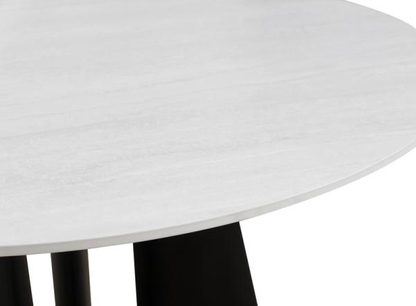 Quality Ceramic Top Fixed Type Modern Round Dining Table Easy Cleaning With Metal Base for sale