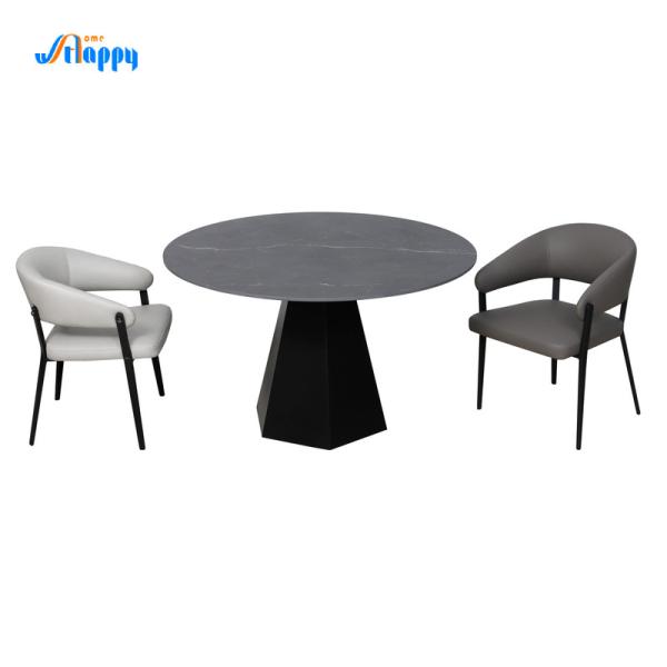 Quality 1200mm Diameter Modern Round Dining Table With Fixed Type And Iron Base for sale