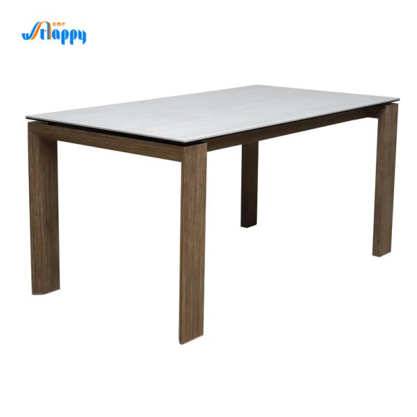 Quality DT-1009-150 Wood Legs Ceramic Top Dining Room Table Customized KD For Indoor for sale