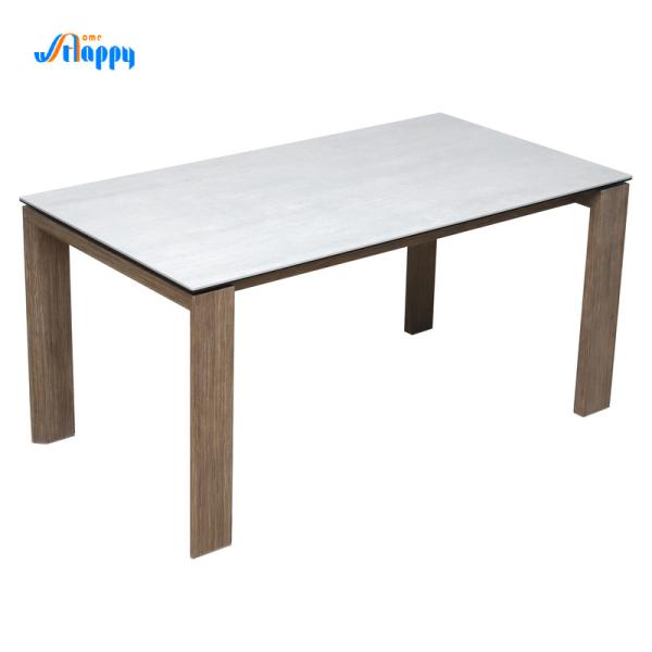 Quality DT-1009-150 Wood Legs Ceramic Top Dining Room Table Customized KD For Indoor for sale