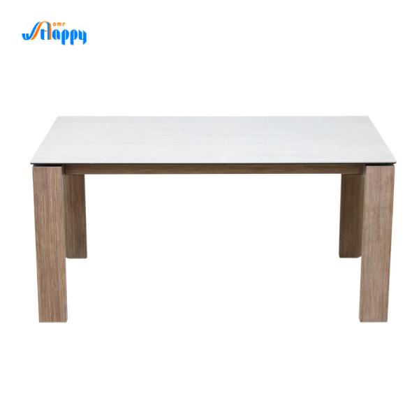 Quality DT-1009-150 Wood Legs Ceramic Top Dining Room Table Customized KD For Indoor for sale