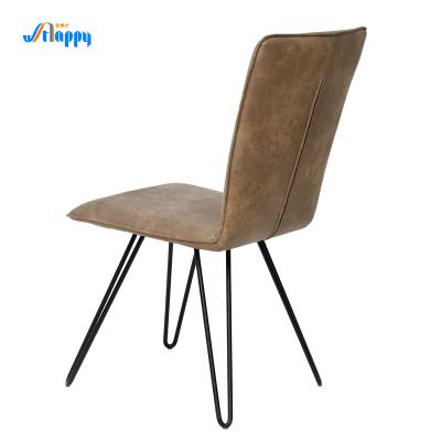 China Mid Century Leer Moderne Eetstoel Modieus Met Custom Design Dc-7503 Te koop