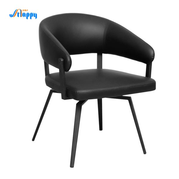 Quality Black Leather Modern Swivel Chair Easy To Clean With Iron Base Dc-7531 for sale