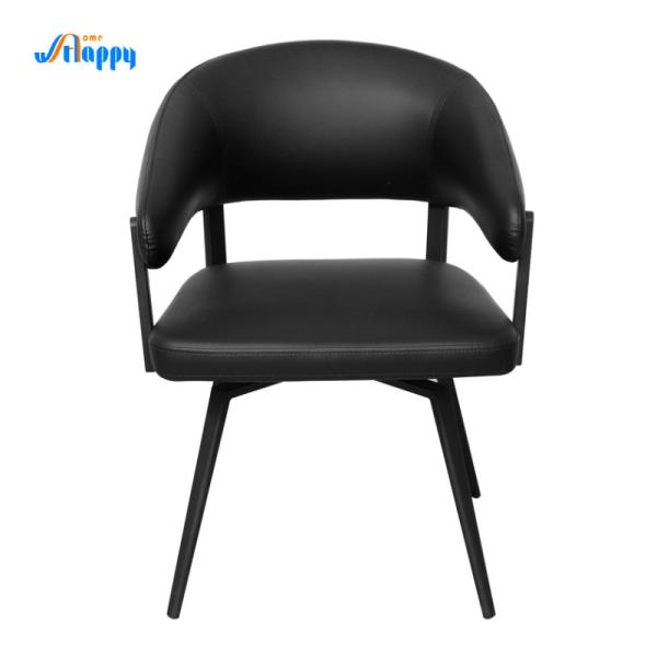 Quality Black Leather Modern Swivel Chair Easy To Clean With Iron Base Dc-7531 for sale