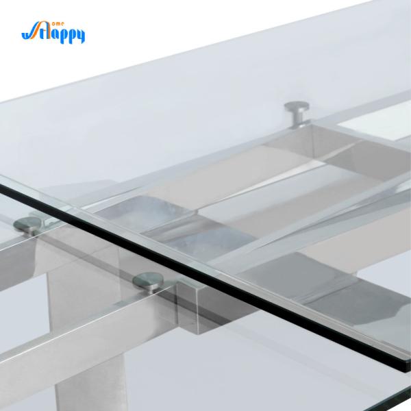 Quality Contemporary DT-31120 Adjustable Glass Dining Table KD Type With 2000mm Size for sale