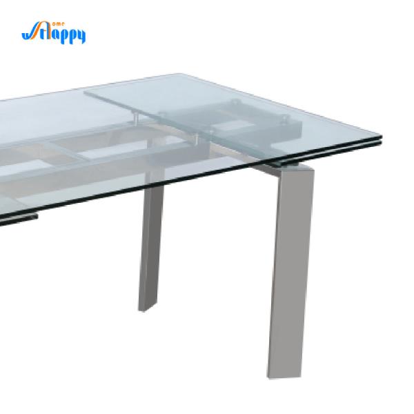 Quality 900mm Width Extendable Glass Top Dining Table DT-31120 Resistant Scratches for sale