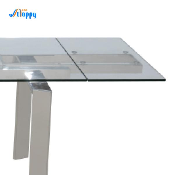 Quality 900mm Width Extendable Glass Top Dining Table DT-31120 Resistant Scratches for sale