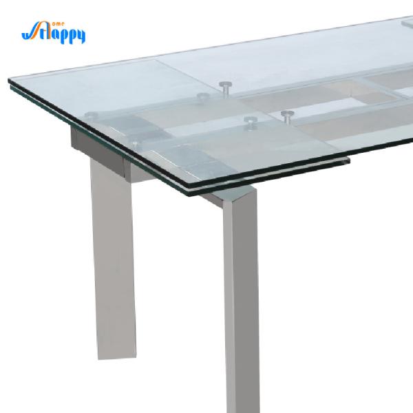 Quality 900mm Width Extendable Glass Top Dining Table DT-31120 Resistant Scratches for sale