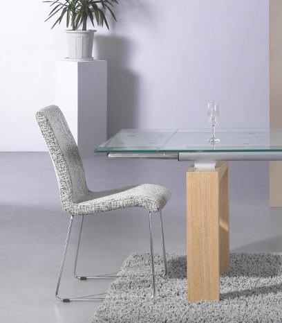 Quality Modern Style Extensible Tempered Glass Dining Tables 200cm DT-887A With Wood Leg for sale