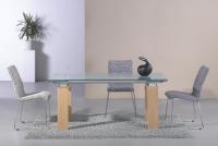 Quality Modern Style Extensible Tempered Glass Dining Tables 200cm DT-887A With Wood Leg for sale