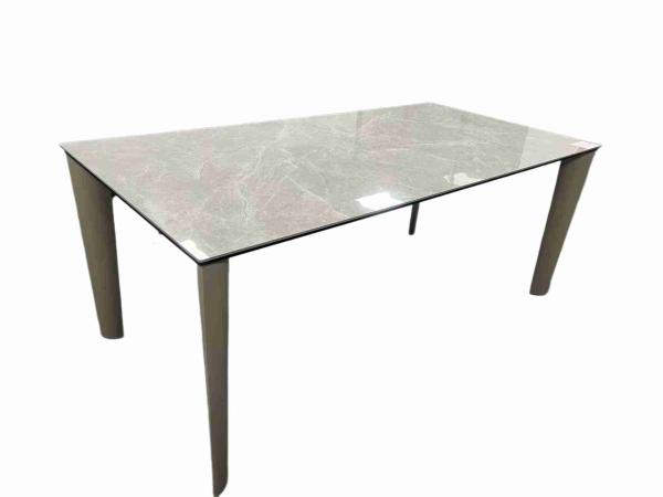 Quality 1500*850mm Ceramic Dining Table With Fixed Type Light Grey Metal Base Dt-1037 for sale