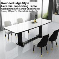 China Rounded Edge Style Ceramic Top Dining Table Combining Style and Functionality Supply 500pcs Per Month Bulk Availability for sale