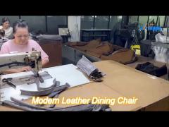 Pernas de metal Cadeira de jantar de couro moderna confortável para uso interno Dc-7526