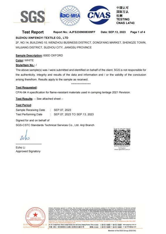 SGS - Top Tent Manufacturing Co.,Ltd