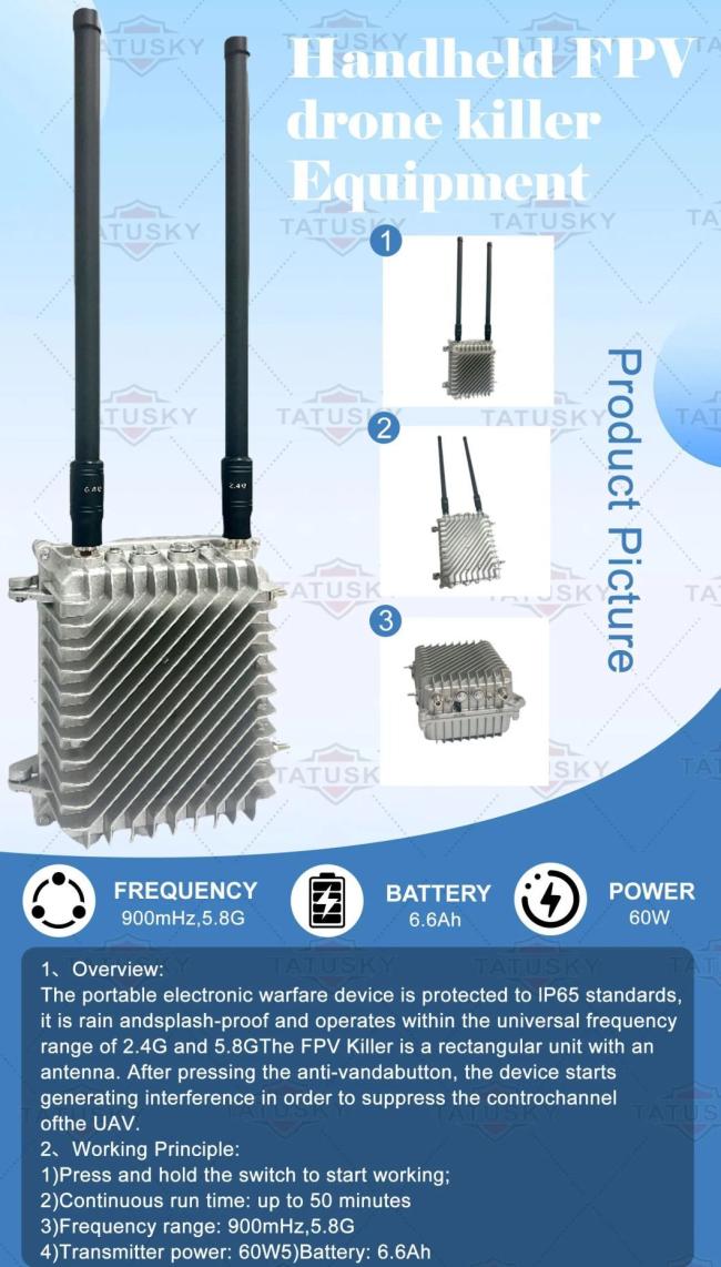 with 5.2g 5.8g Dual-Band Handheld Anti Fpv Equipment Drone Defense Suppression Uav Complex Suppressor System