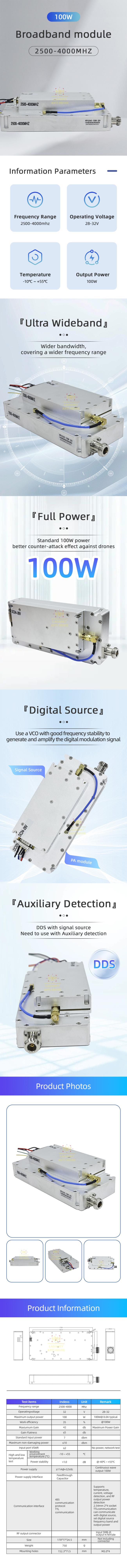 100W Compact GaN RF Power Amplifier Module
