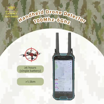 China Handheld Drone Detector 100MHz-6GHz 1.5-2km Range Wearable for sale