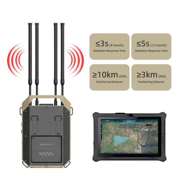 Quality 10km UAV Detector 70M-6.2GHz Full Frequency Position Tracking Flight Paths Display FPV Video Signal Anti UAV System Security for sale