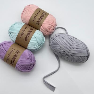 China 1/0.3NM 100% Polyester T Shirt Wool Yarn Fancy Crochet Yarn For Hand Carded Rugs Carpets for sale