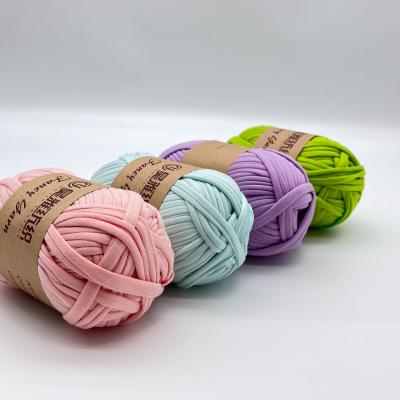 China 1/0.3NM 100% Polyester T Shirt Wool Yarn Fancy Crochet Yarn For Hand Carded Rugs Carpets for sale