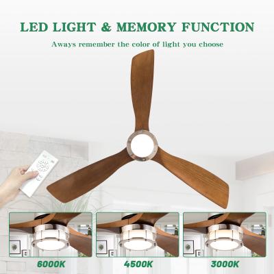 Cina 42 pollici 52 pollici di controllo remoto del motore DC moderno Legno massello lamina Led Ventilatore di soffitto con luce in vendita