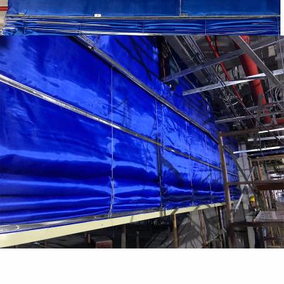 China Blue Fire Curtain Rolling Shutter Door Super Inorganic Fabric Total Solution For Fire Prevention for sale