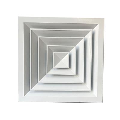 China Square Ceiling Diffuser Air Grille with 4-Way Uniform Air Supply High-Strength Aluminum and Removable Core Design for sale