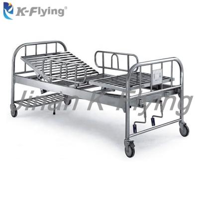 Cina Letto paziente manuale dell'ospedale pieghevole di 2 manovelle di acciaio inossidabile in vendita