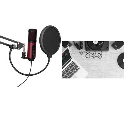 中国 破裂音フィルターが付いているデスクトップの生中継XLRのコンデンサーMic USBのマイクロフォン 販売のため