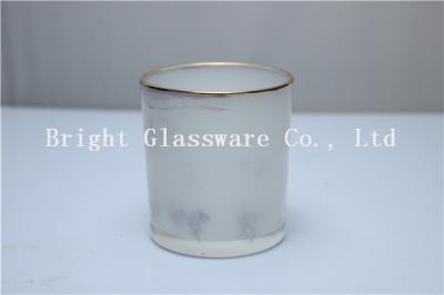 China Sprayed color glass candle holder with painting logo for sale