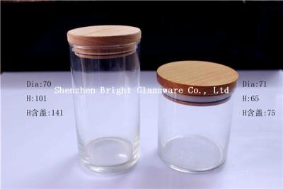 China blown glass candle holder with wooden lid, hurricane glass for sale