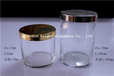 China glass candle holder with metal lid, candle cup for sale