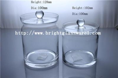 China nice glass storage jar with lid, glass container for sale