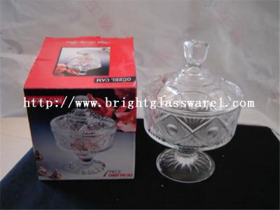 China glass candy jar with lid, glass container for wholesale for sale
