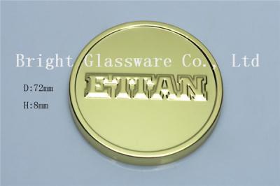 China electroplating gold metal lids with emboss logo for candle holder for sale