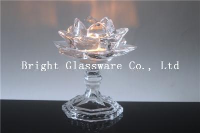 China Crystal lotus flower candle holder with glass stand for sale