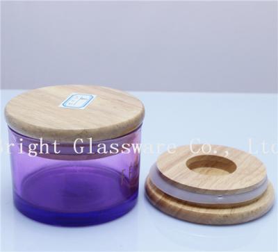 China BGC022 glass candle holder with wooden lid for Home decor for sale