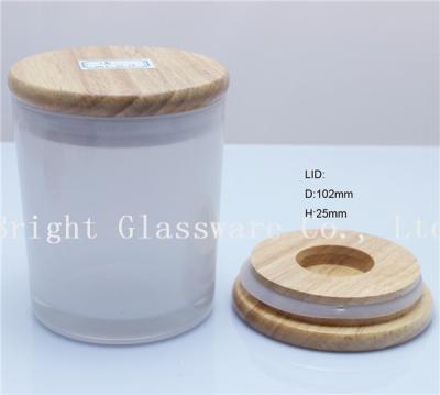 China nice white glass candle holder with wooden lid for sale