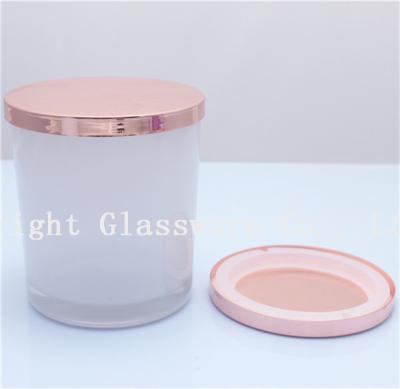 China perfect white glass candle holder with rose gold lid for sale