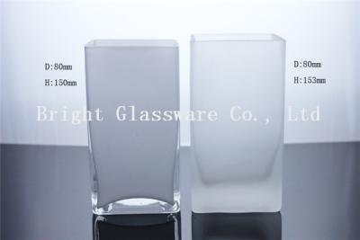 China frosted square glass candle holder, tall candle holder sale for sale