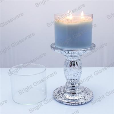 China wedding decoration special design glass candle holder with glass stand for sale